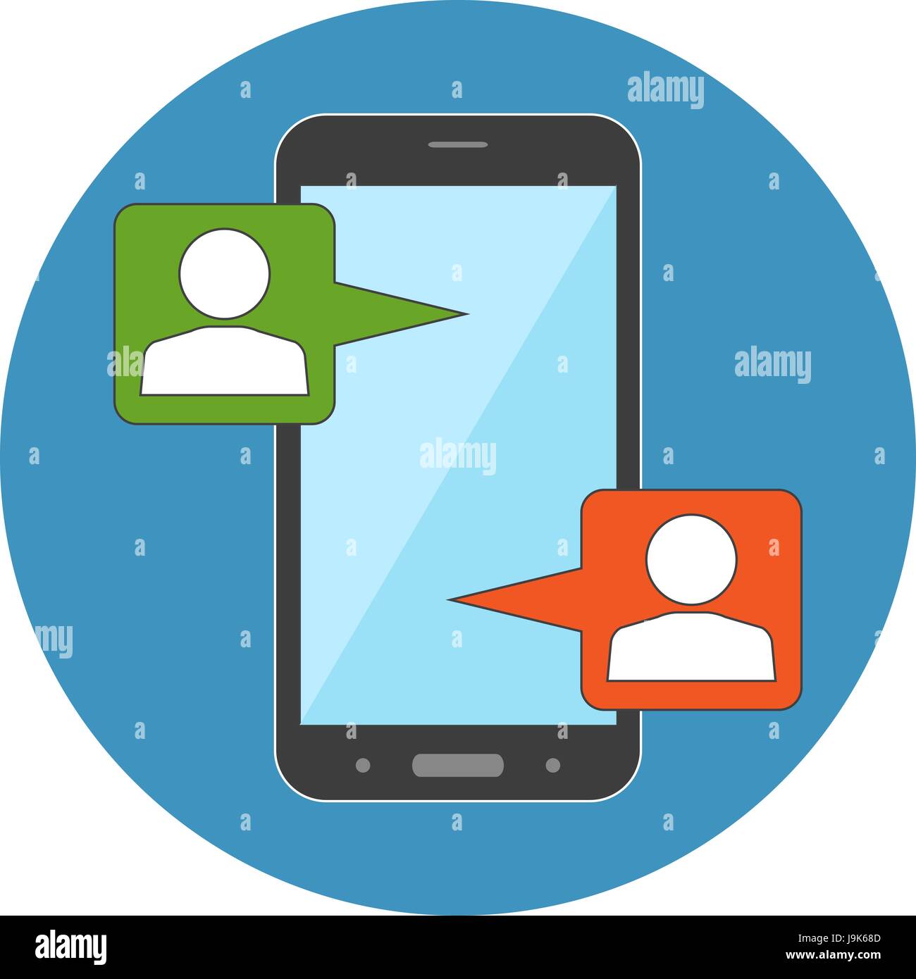 Mobile chat, modern social interaction concept. Flat design. Icon in ...