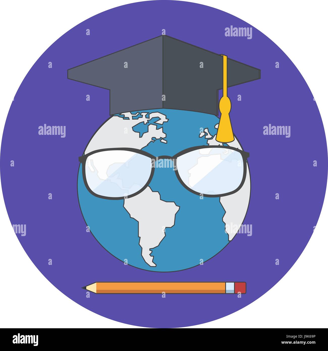 Online education concept. Flat design. Icon in purple circle on white background Stock Vector ...