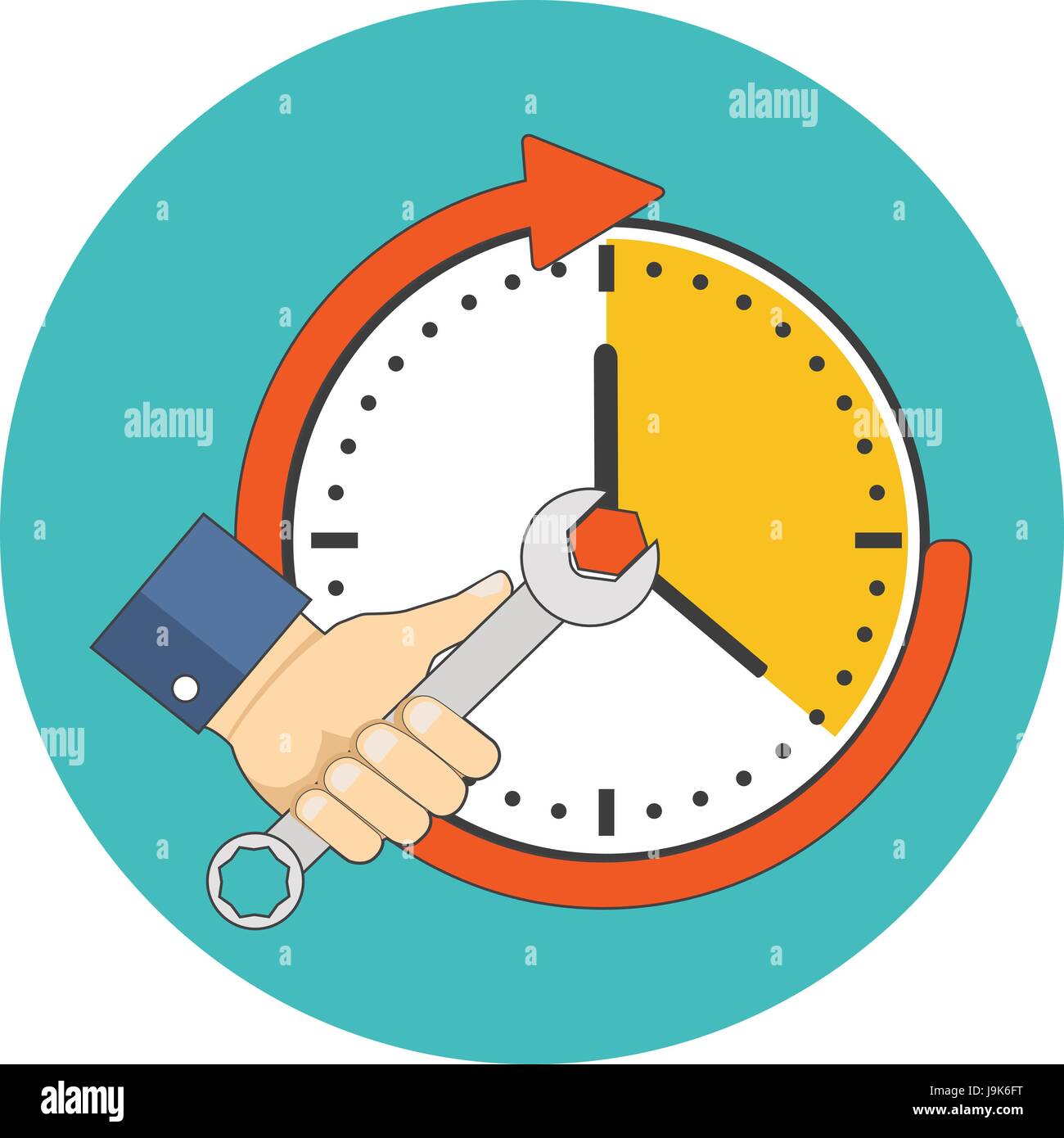 Time management concept. Flat design. Icon in turquoise circle on white ...
