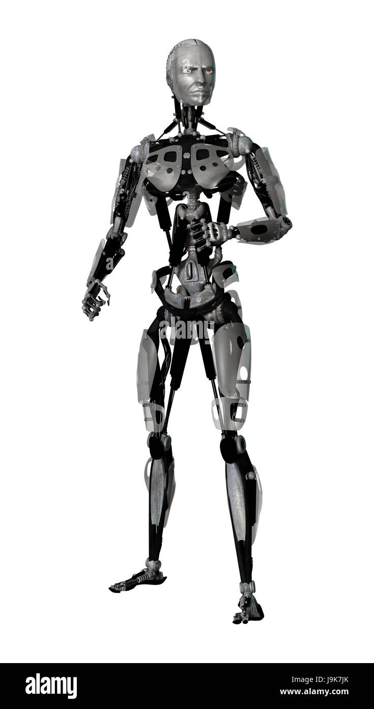 3D rendering of a male cyborg isolated on white background Stock Photo ...