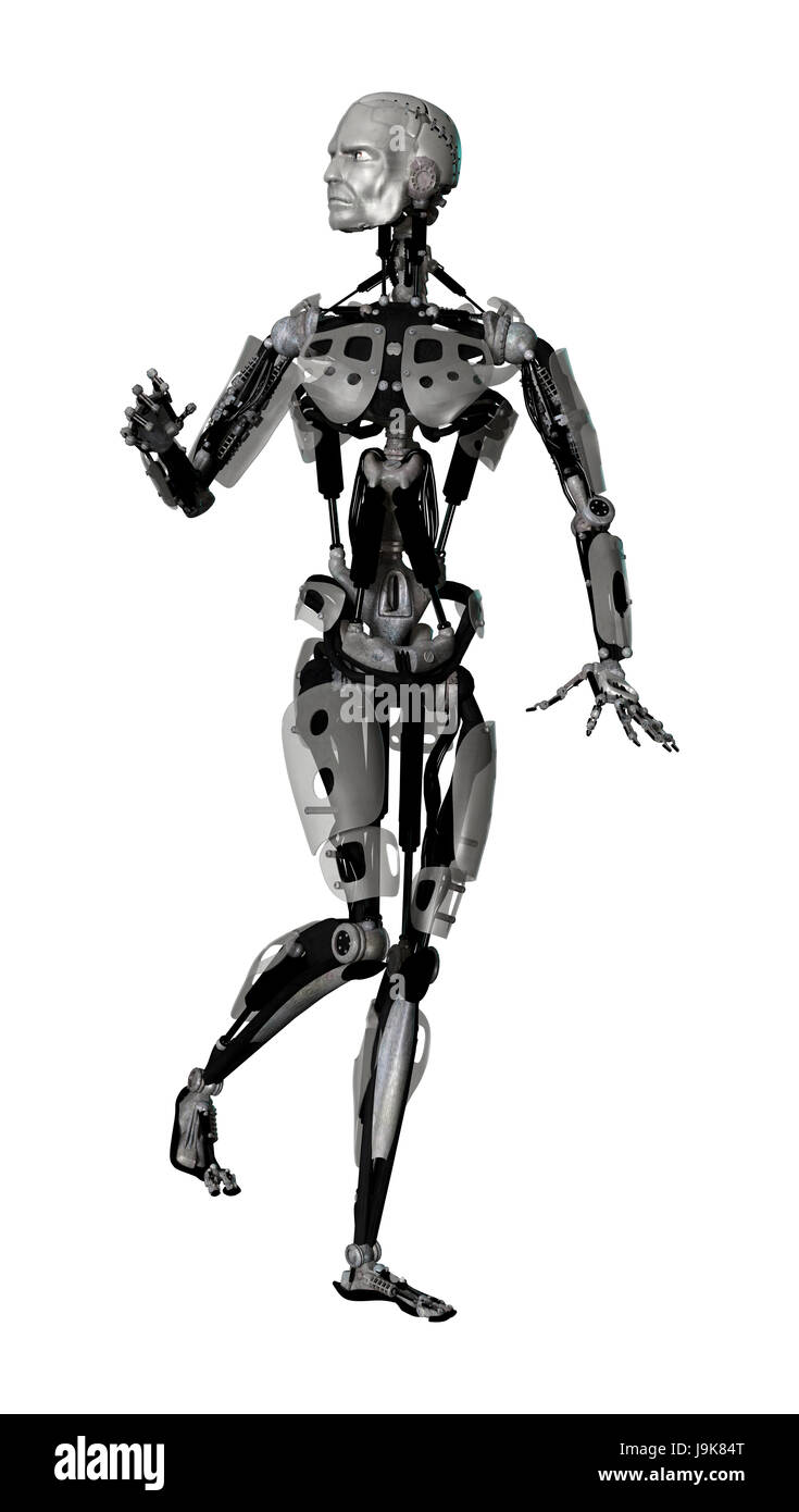 3D rendering of a male cyborg isolated on white background Stock Photo ...