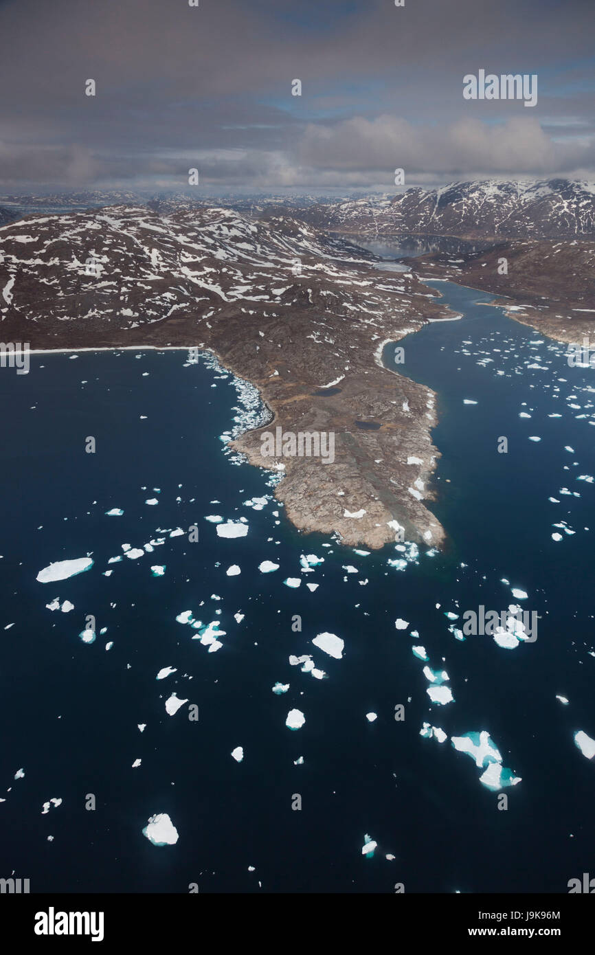 Greenland, Qaqortoq, aerial view of floating ice Stock Photo - Alamy