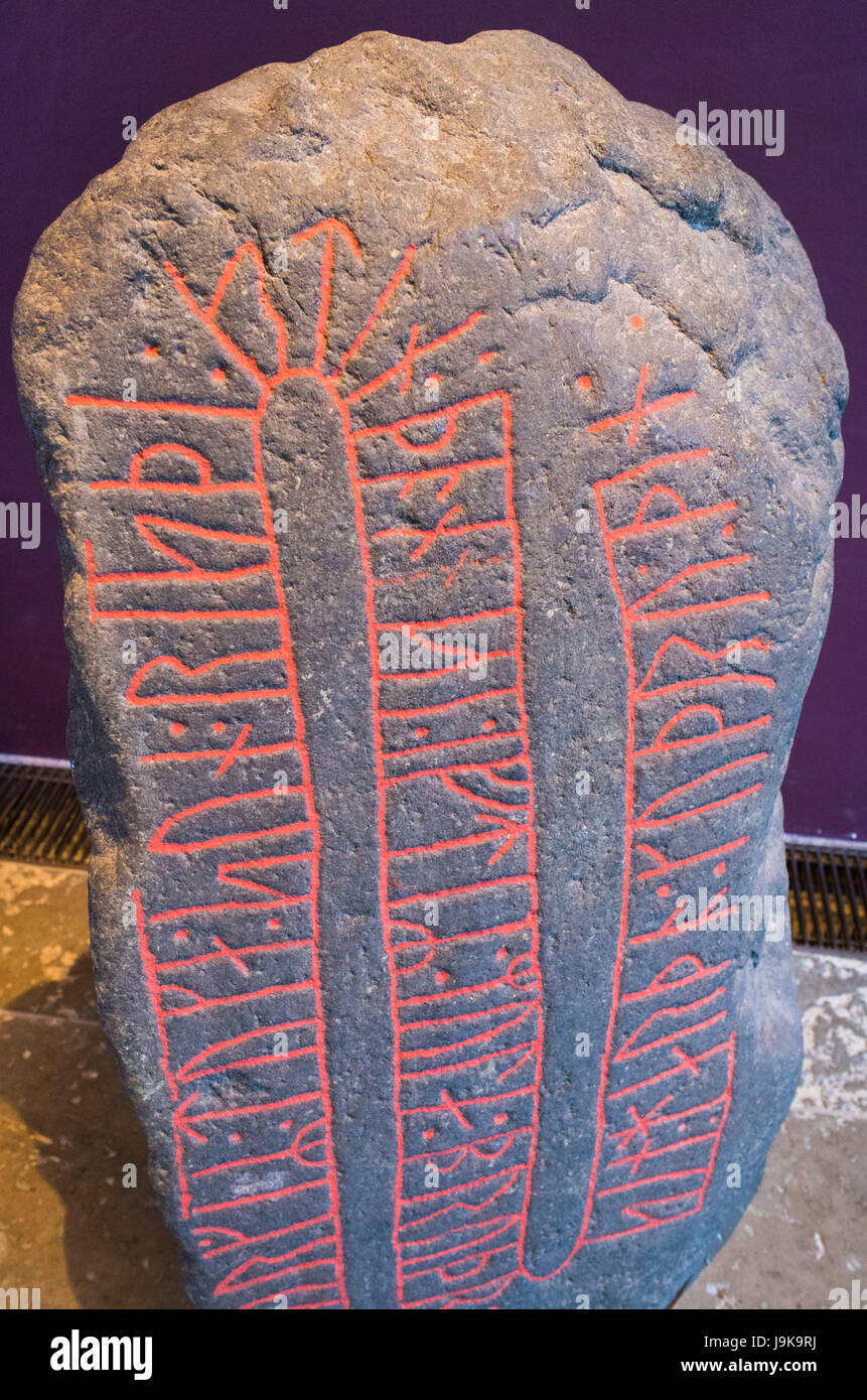 Denmark, Zealand, Copenhagen, National Museum, Tirsted, rune stone ...