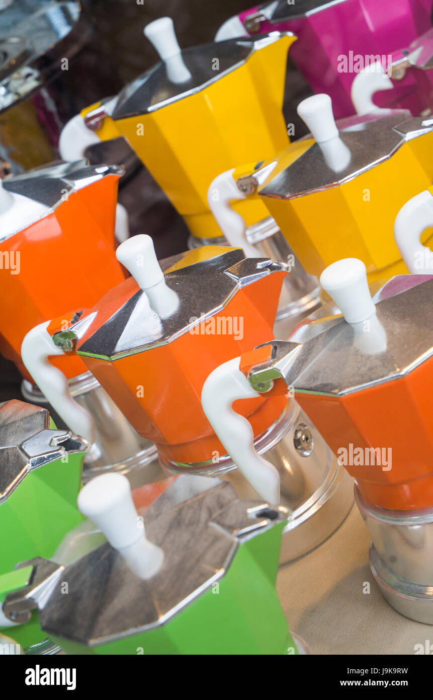 Denmark, Zealand, Copenhagen, colorful coffee makers Stock Photo - Alamy
