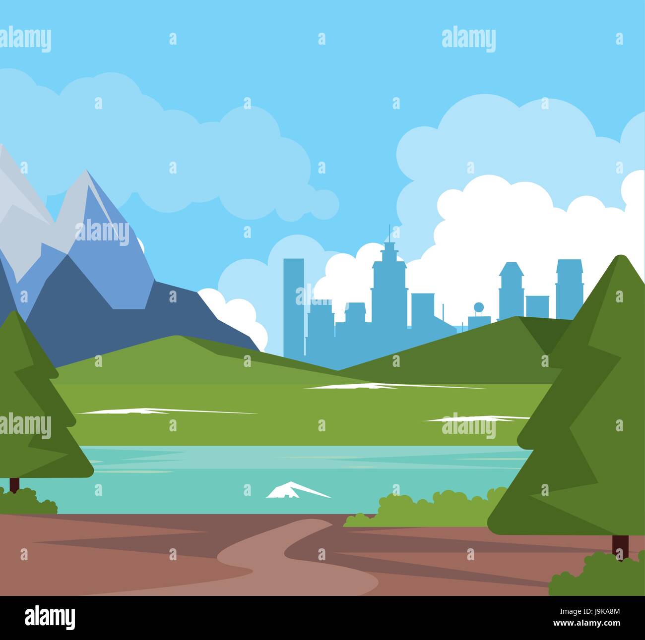 colorful background of natural landscape with valley mountains with ...