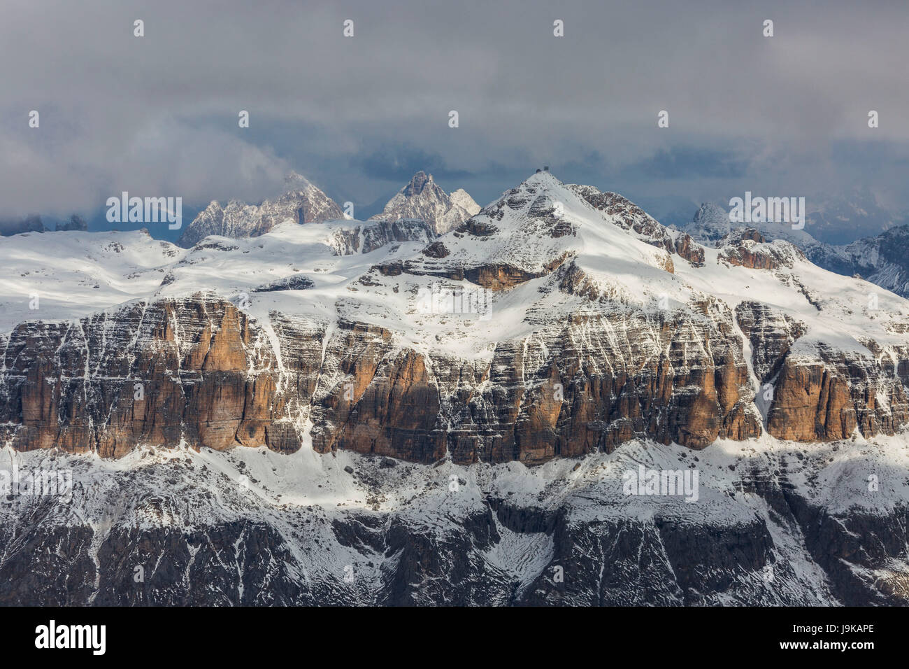 Europe, Italy, Alps, Dolomites, Mountains, View from Punta Rocca ...