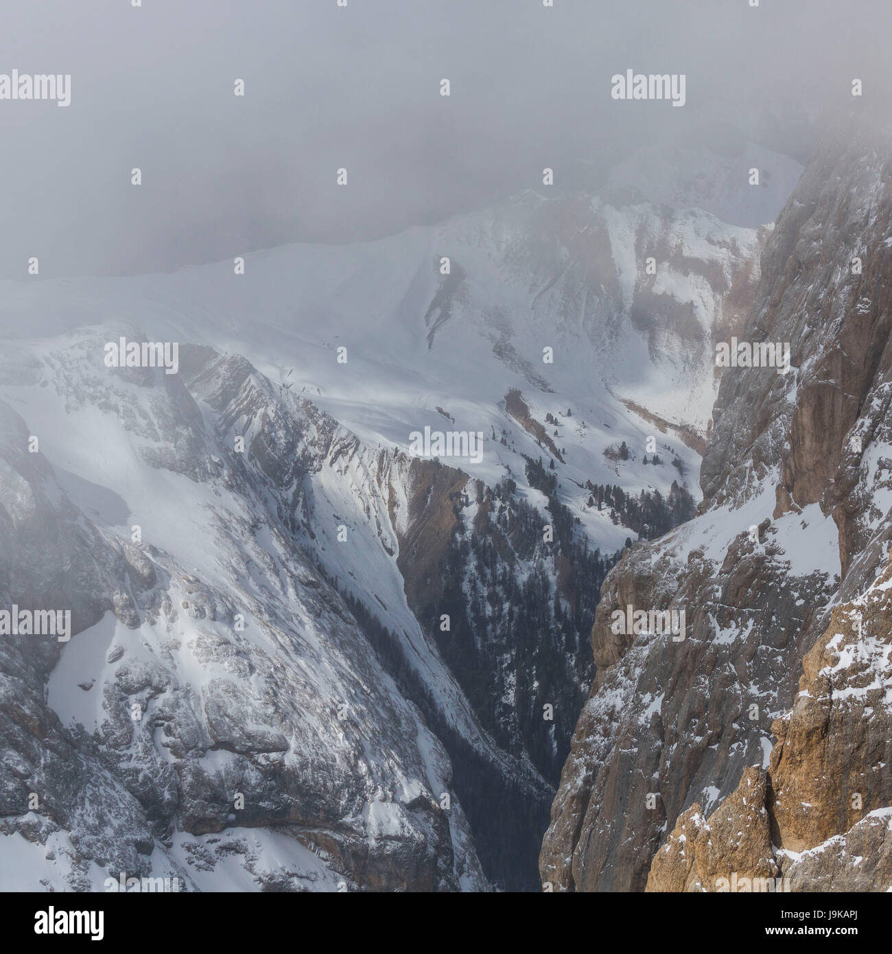 Europe, Italy, Alps, Dolomites, Mountains, View from Punta Rocca ...