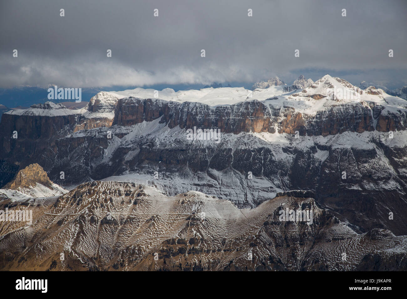 Europe, Italy, Alps, Dolomites, Mountains, View from Punta Rocca ...
