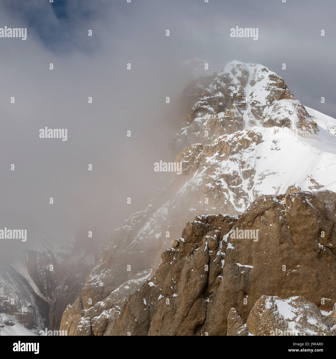 Europe, Italy, Alps, Dolomites, Mountains, View from Punta Rocca ...