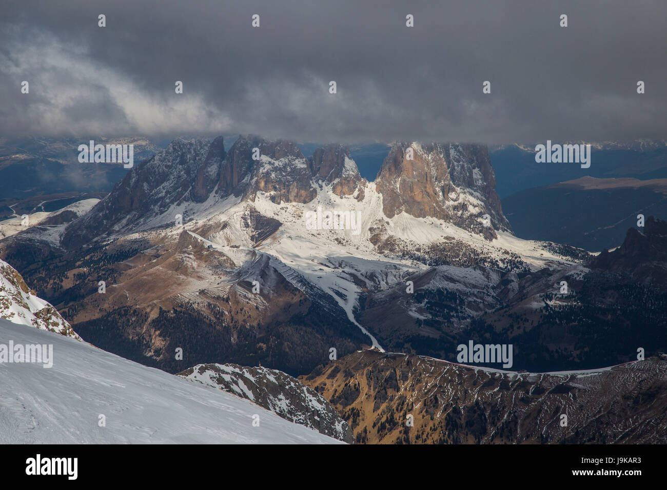 Europe, Italy, Alps, Dolomites, Mountains, View from Punta Rocca ...