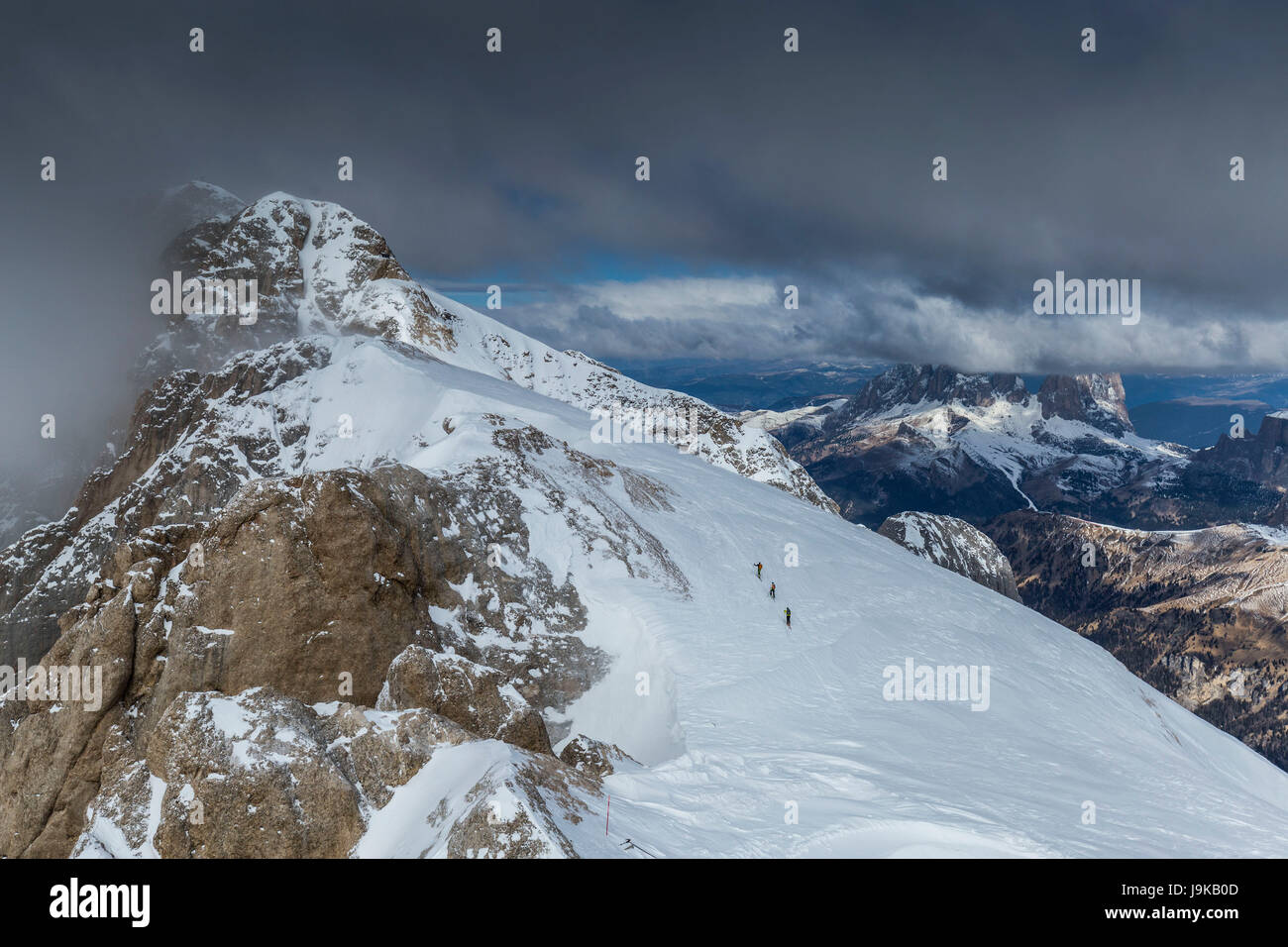 Europe, Italy, Alps, Dolomites, Mountains, View from Punta Rocca ...