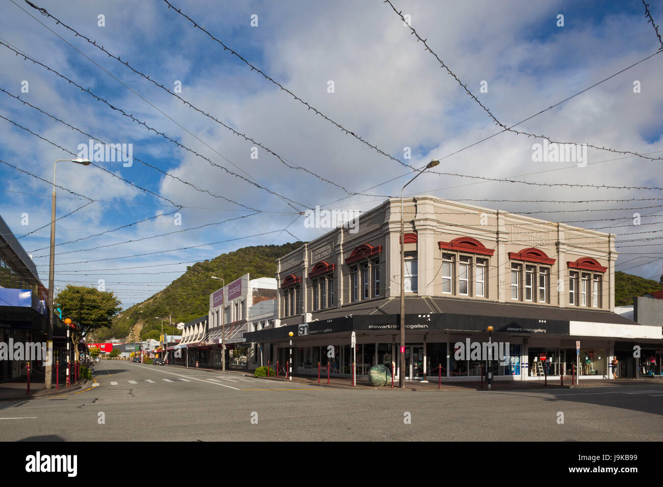 New Zealand, South Island, West Coast, Greymouth, downtown buildings ...