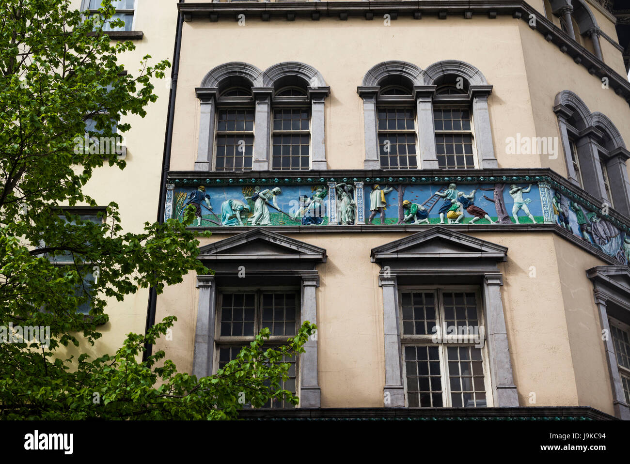 Ireland, Dublin, Sunlight Chambers building, exterior ceramic frieze ...