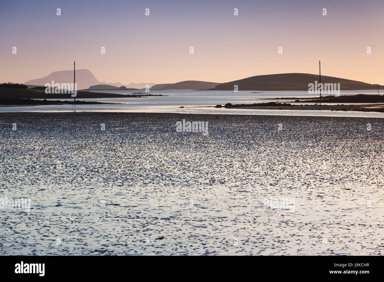 Ireland, County Mayo, Westport Quay, harbor seascape, dusk Stock Photo ...