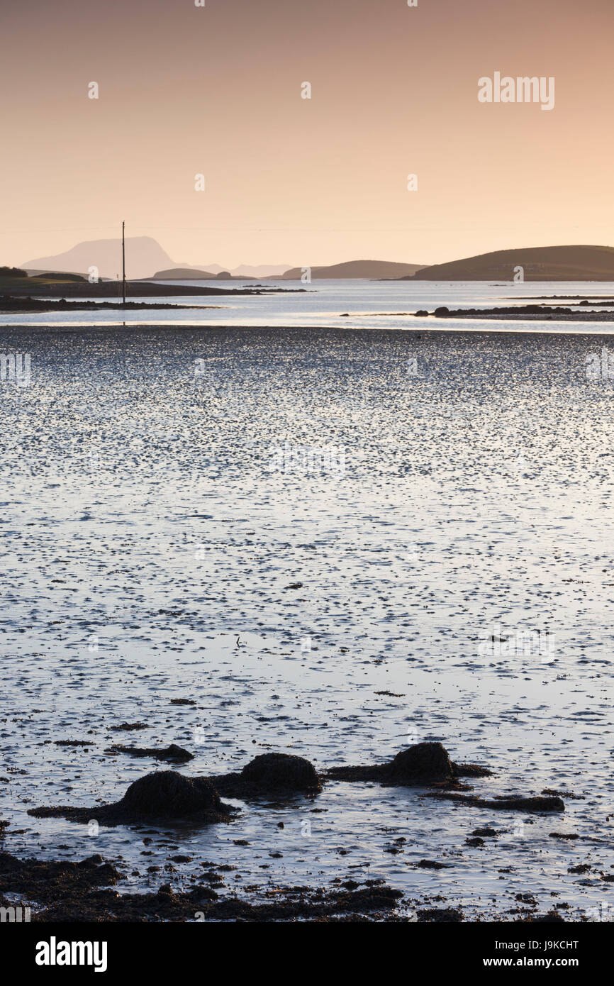 Ireland, County Mayo, Westport Quay, harbor seascape, dusk Stock Photo ...