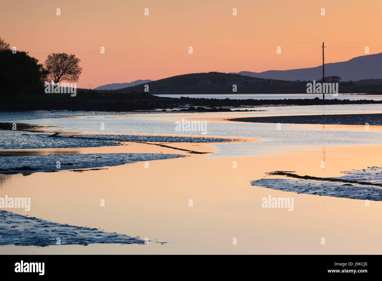 Ireland, County Mayo, Westport Quay, harbor seascape, dusk Stock Photo ...