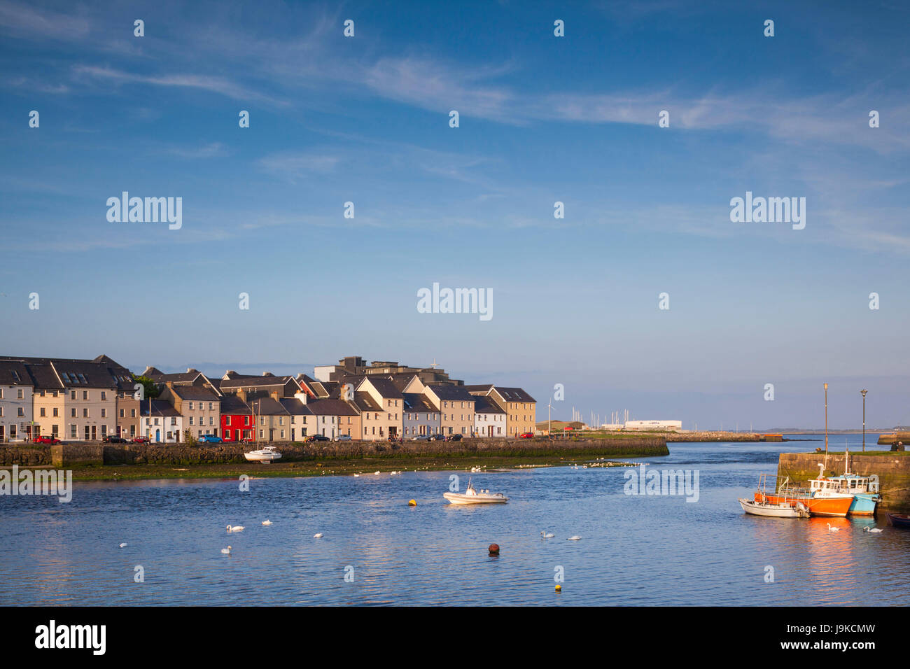 Ireland, County Galway, Galway City, port buidlings of The Claddagh ...