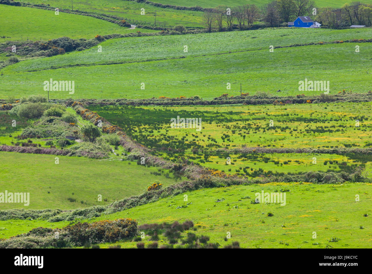Ireland, County Cork, Drombeg, elevated view of landscape Stock Photo ...
