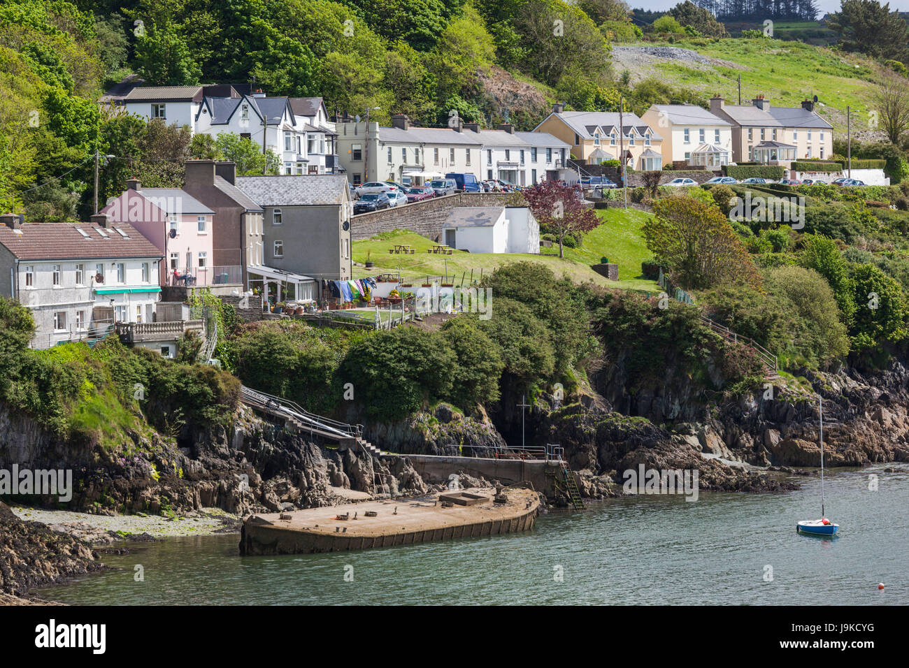 Ireland, County Cork, Glandore, elevated village view Stock Photo - Alamy