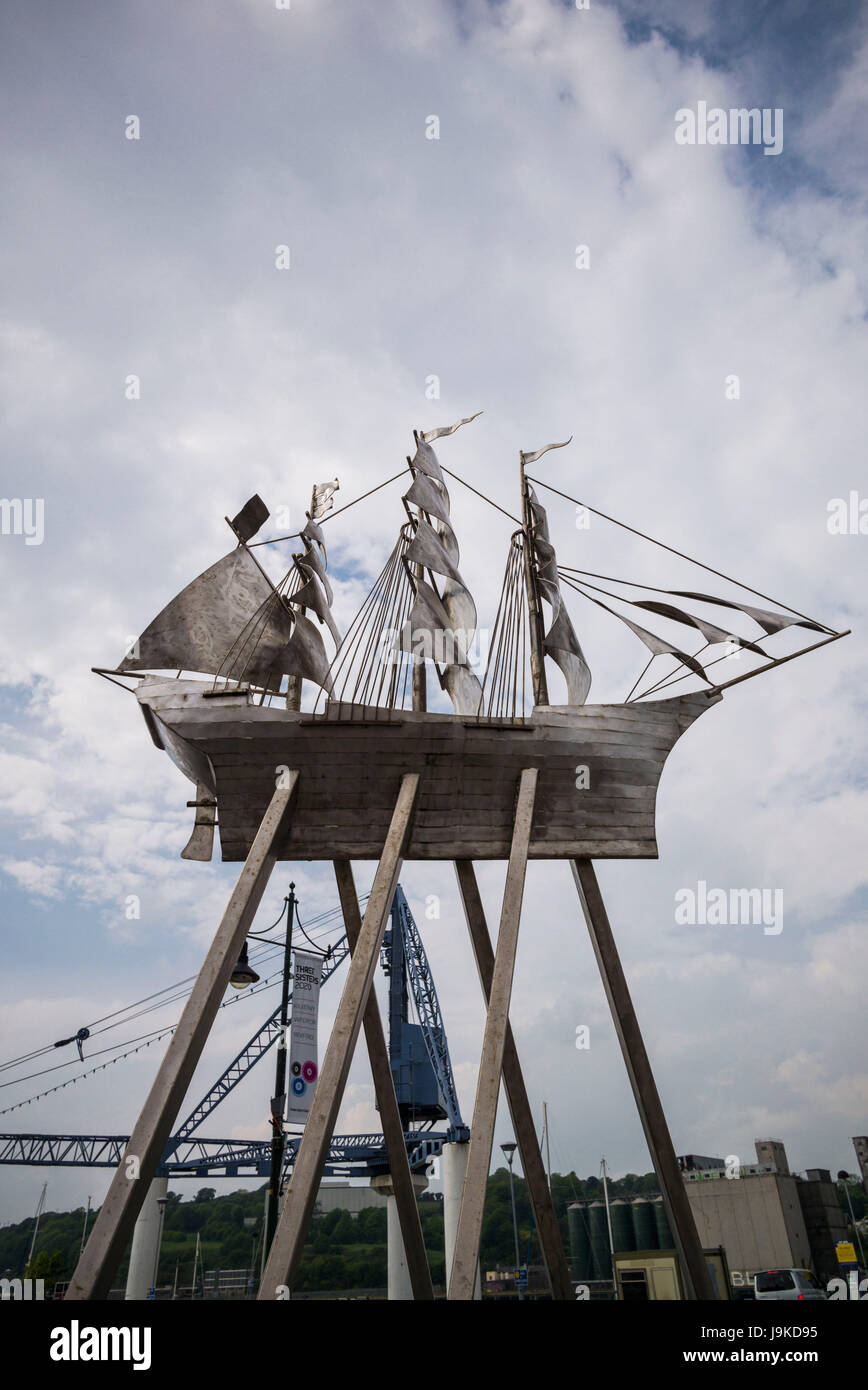 Ireland, County Waterford, Waterford City, sailing ship monument ...