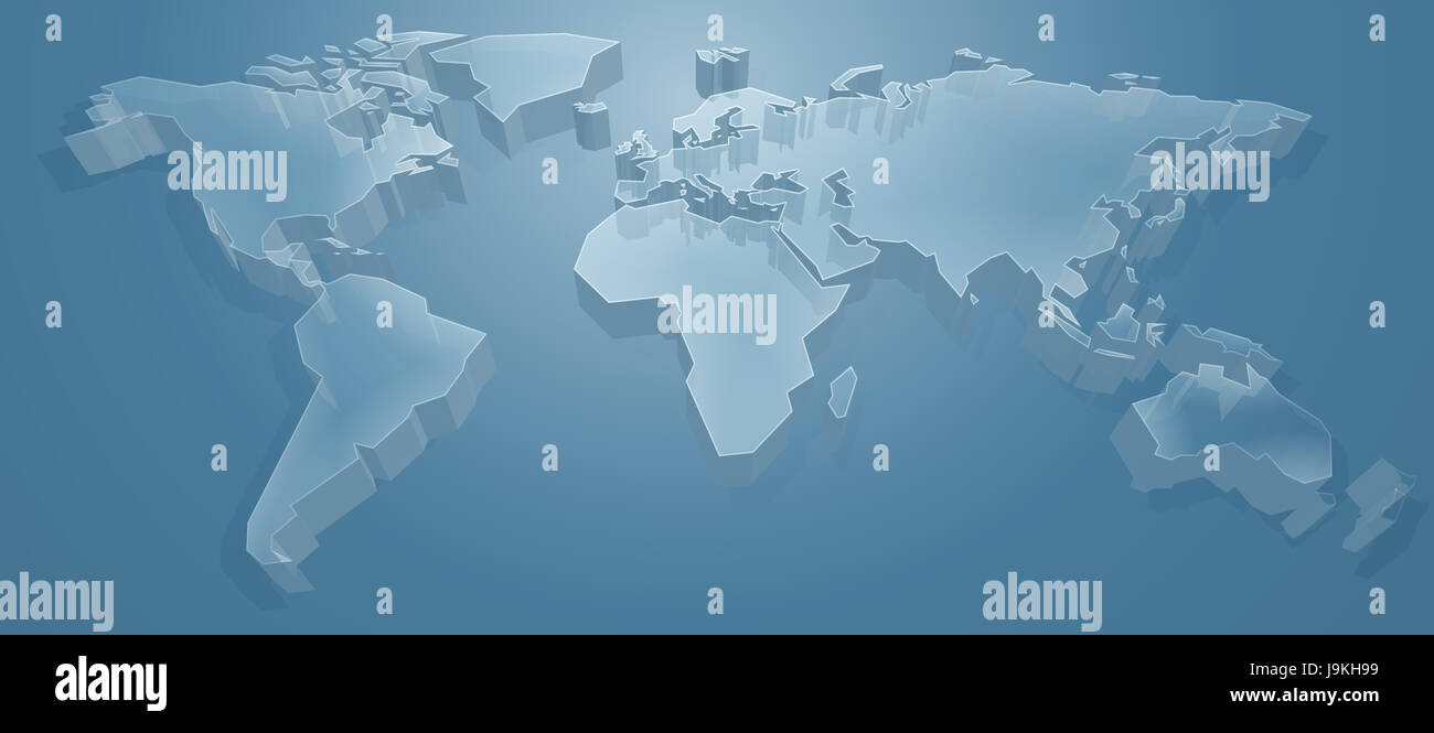 A blue world map 3d background concept Stock Photo - Alamy