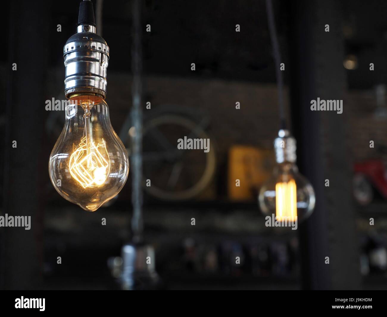Edison light bulbs with beautiful background Stock Photo - Alamy
