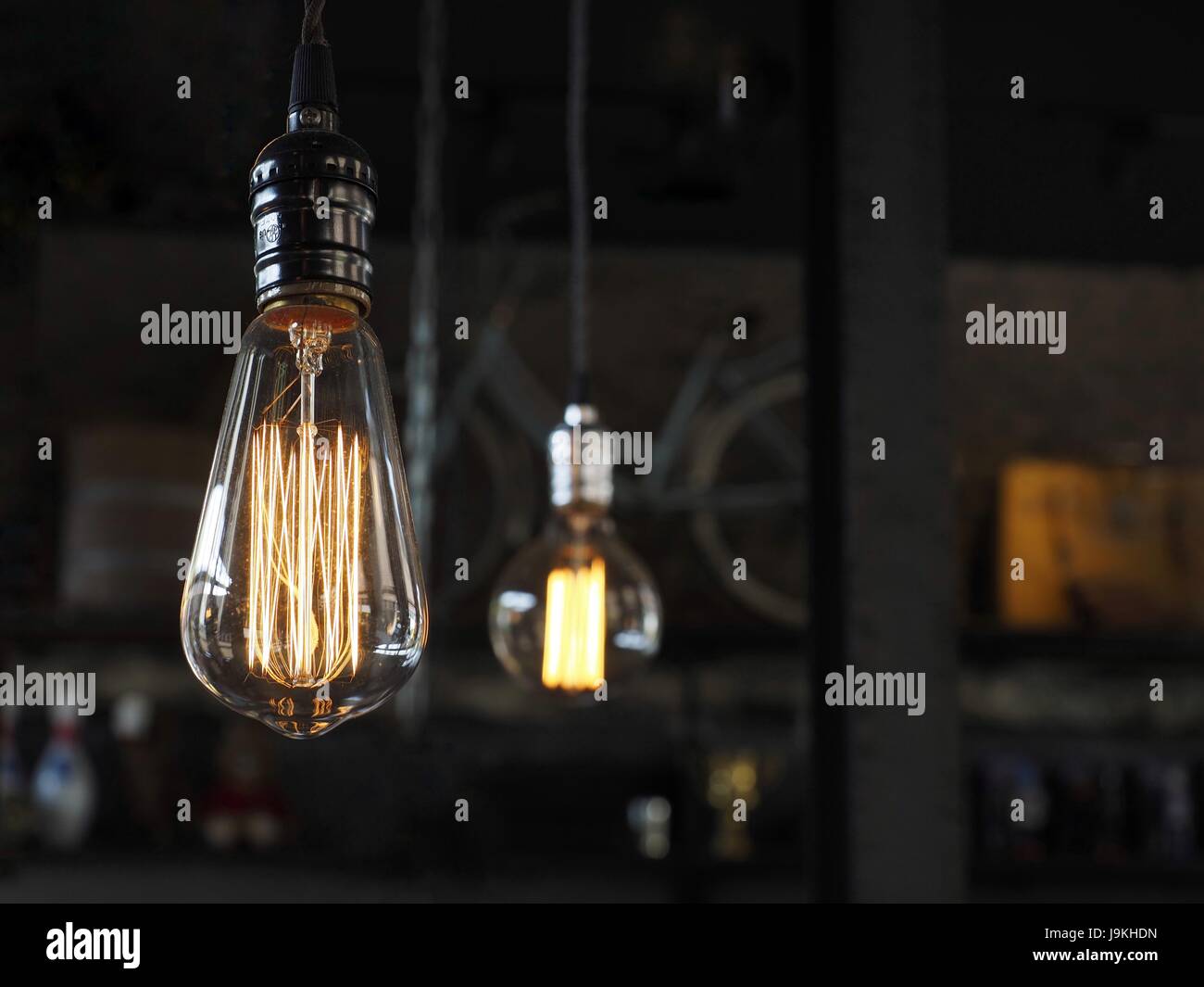 Edison light bulbs with beautiful background Stock Photo - Alamy