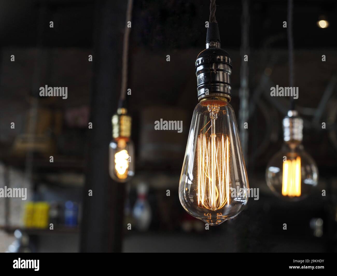 Edison light bulbs with beautiful background Stock Photo - Alamy
