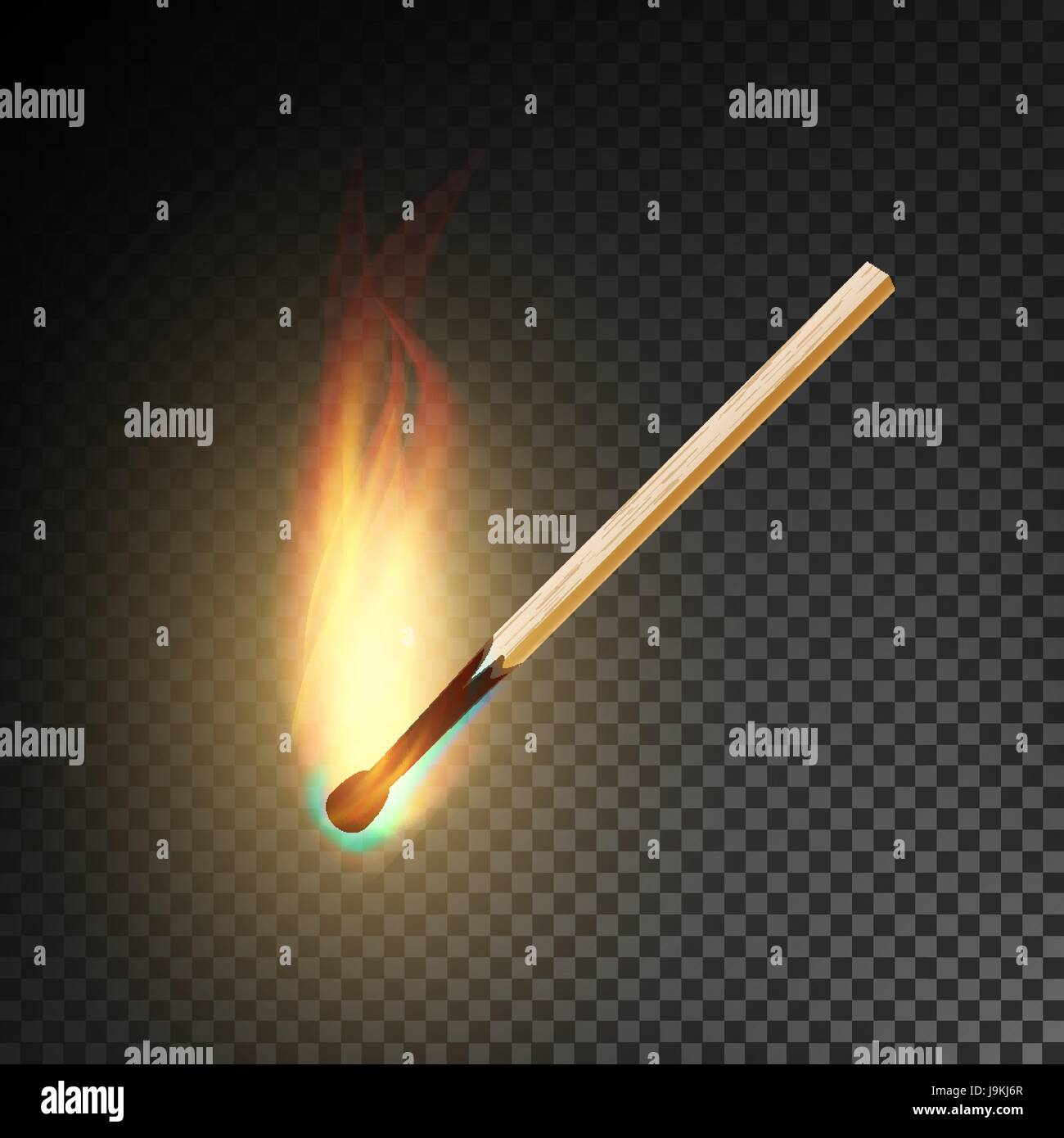 Realistic Burning Match Vector. Burning Match On Transparency Grid ...
