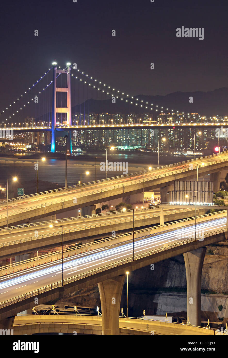 traffic, transportation, bridge, night, nighttime, car, automobile ...