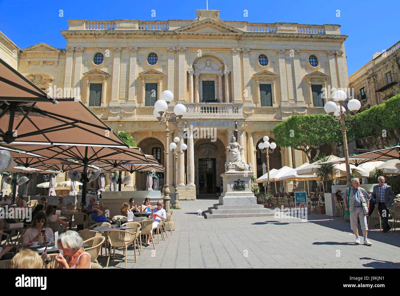 National Library building and cafes in Republic Square, Valletta, Malta ...