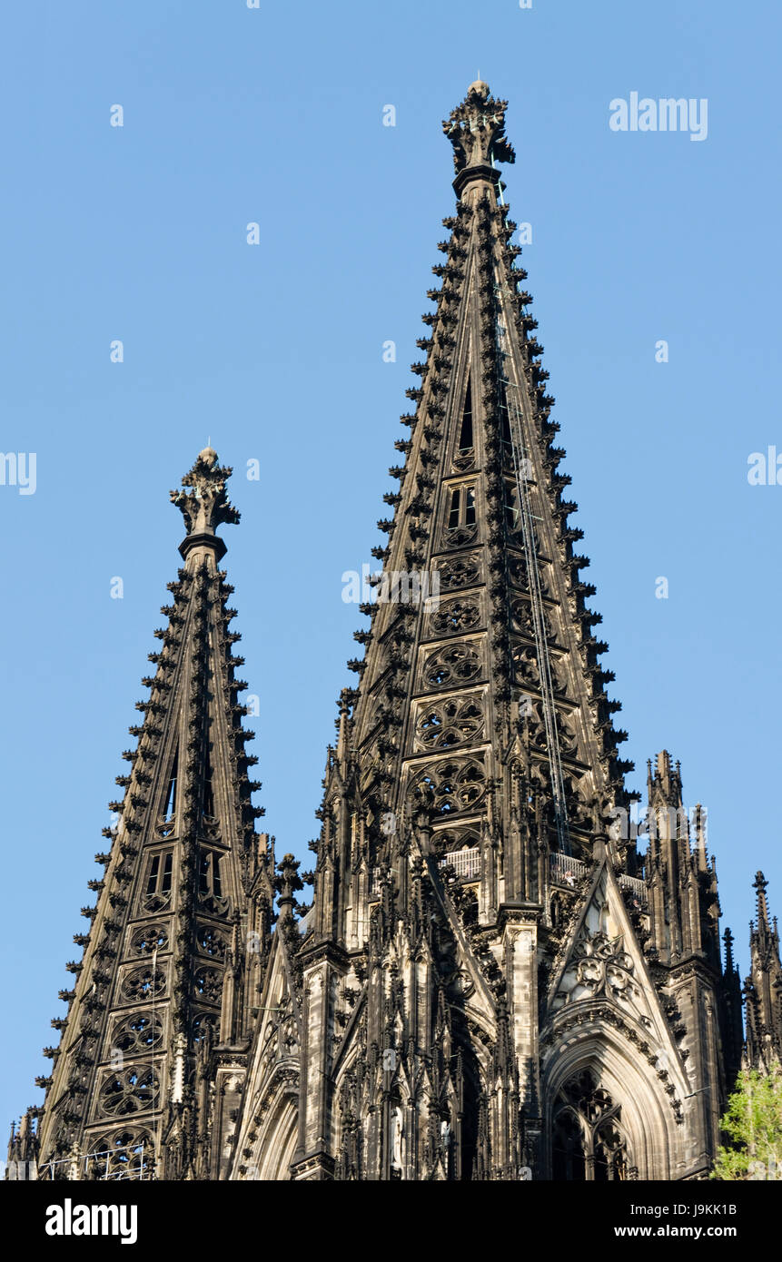 tower, monument, cologne, cathedral, sightseeing, towers, blue, macro ...