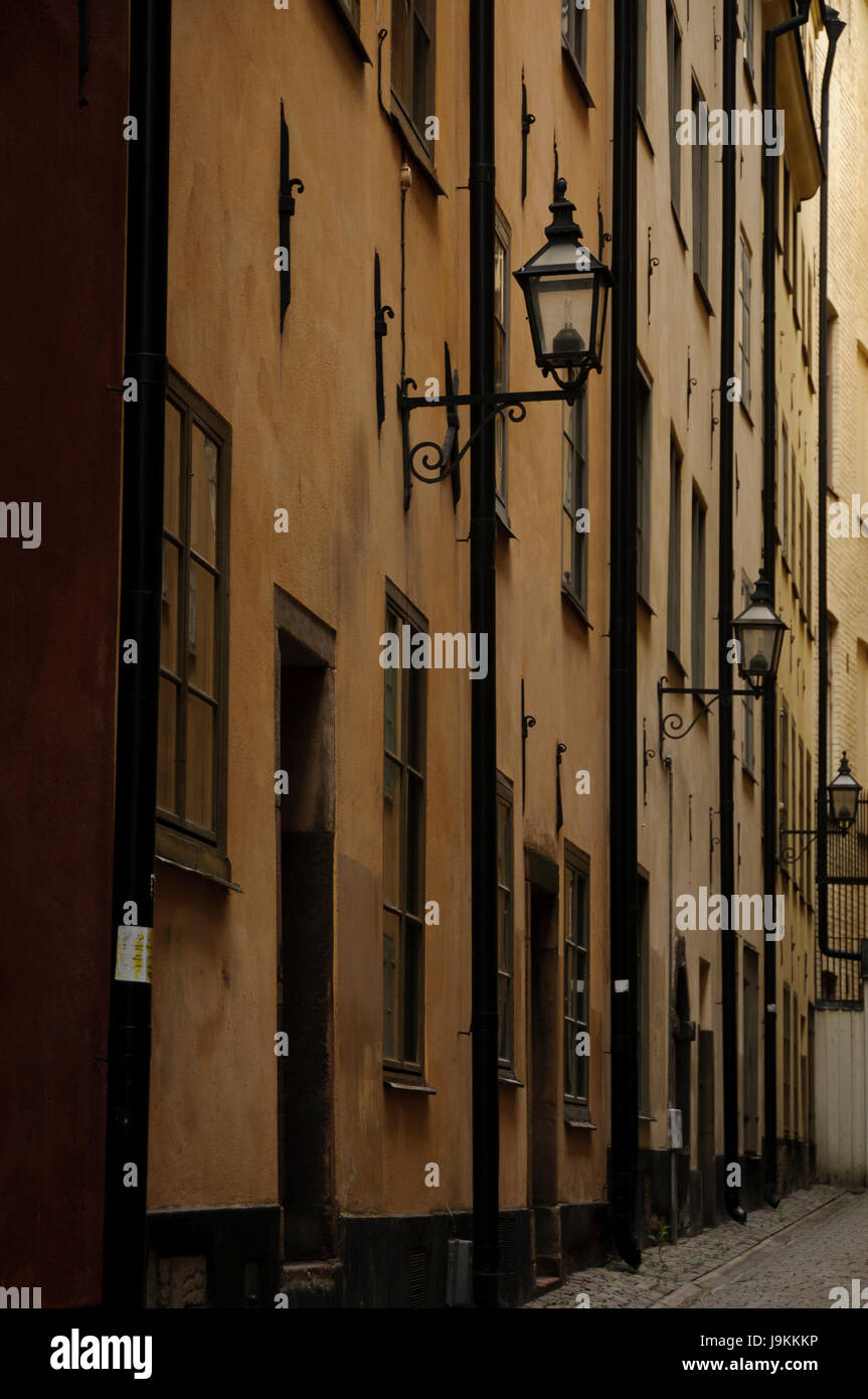 stockholm, stockhom, center, dark, old, street, road, building, house ...