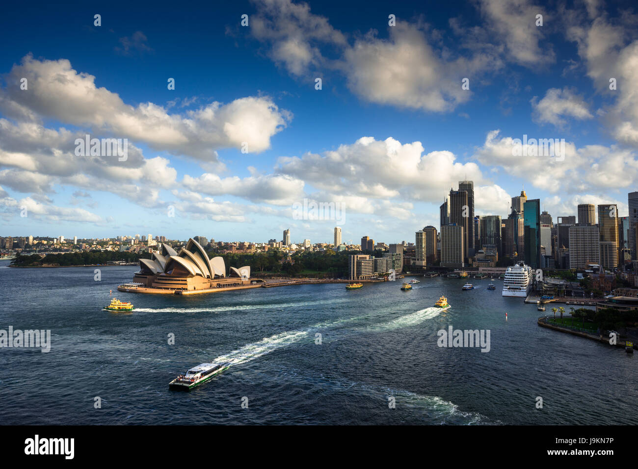 Aerial view of Sydney harbour skyline with the Opera House. Sydney, New ...