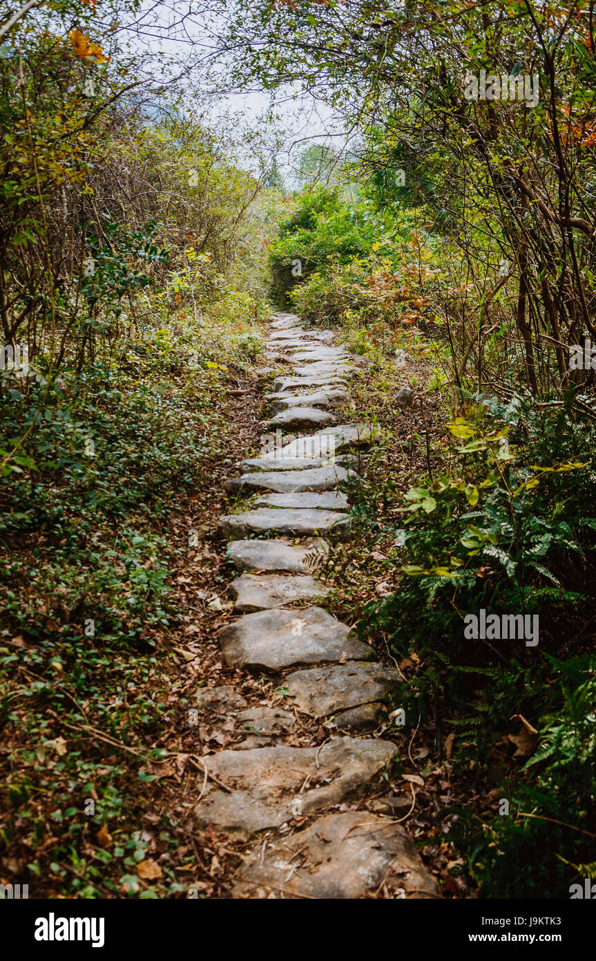 The ancient stone path in the mountain Stock Photo - Alamy