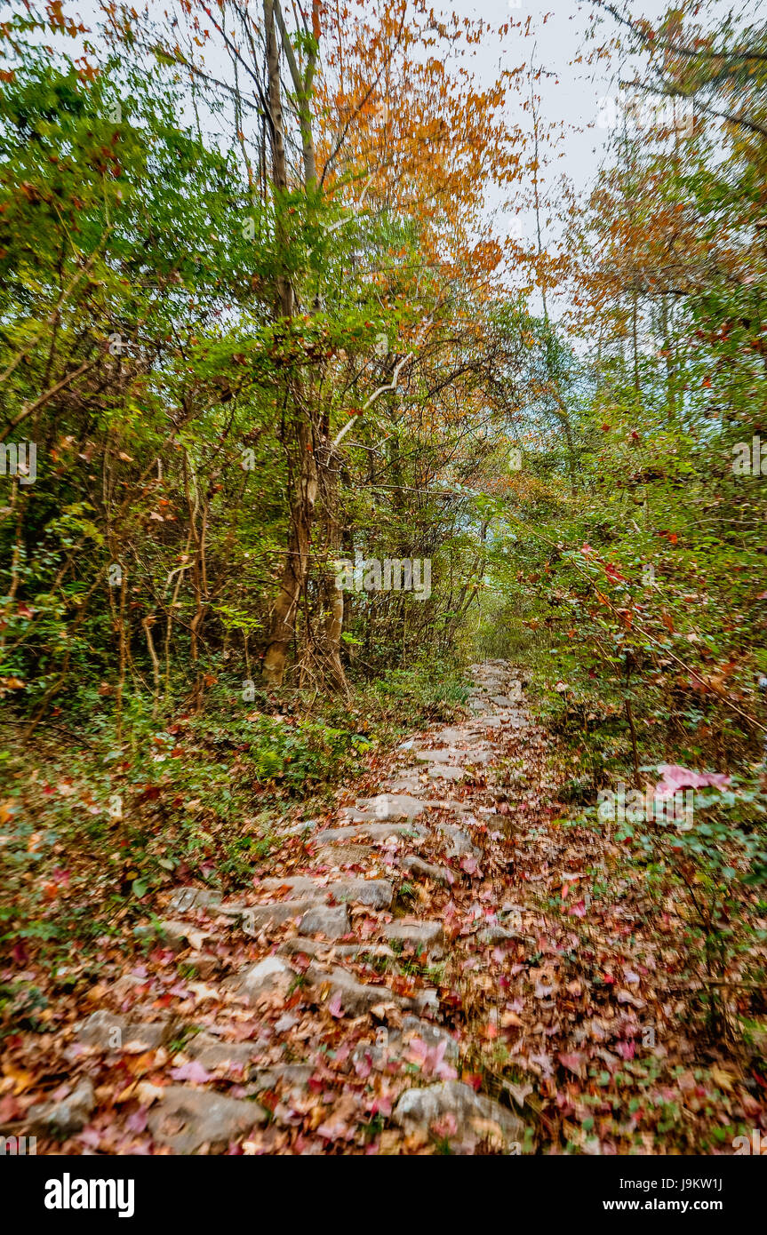 The ancient stone path in the mountain Stock Photo - Alamy