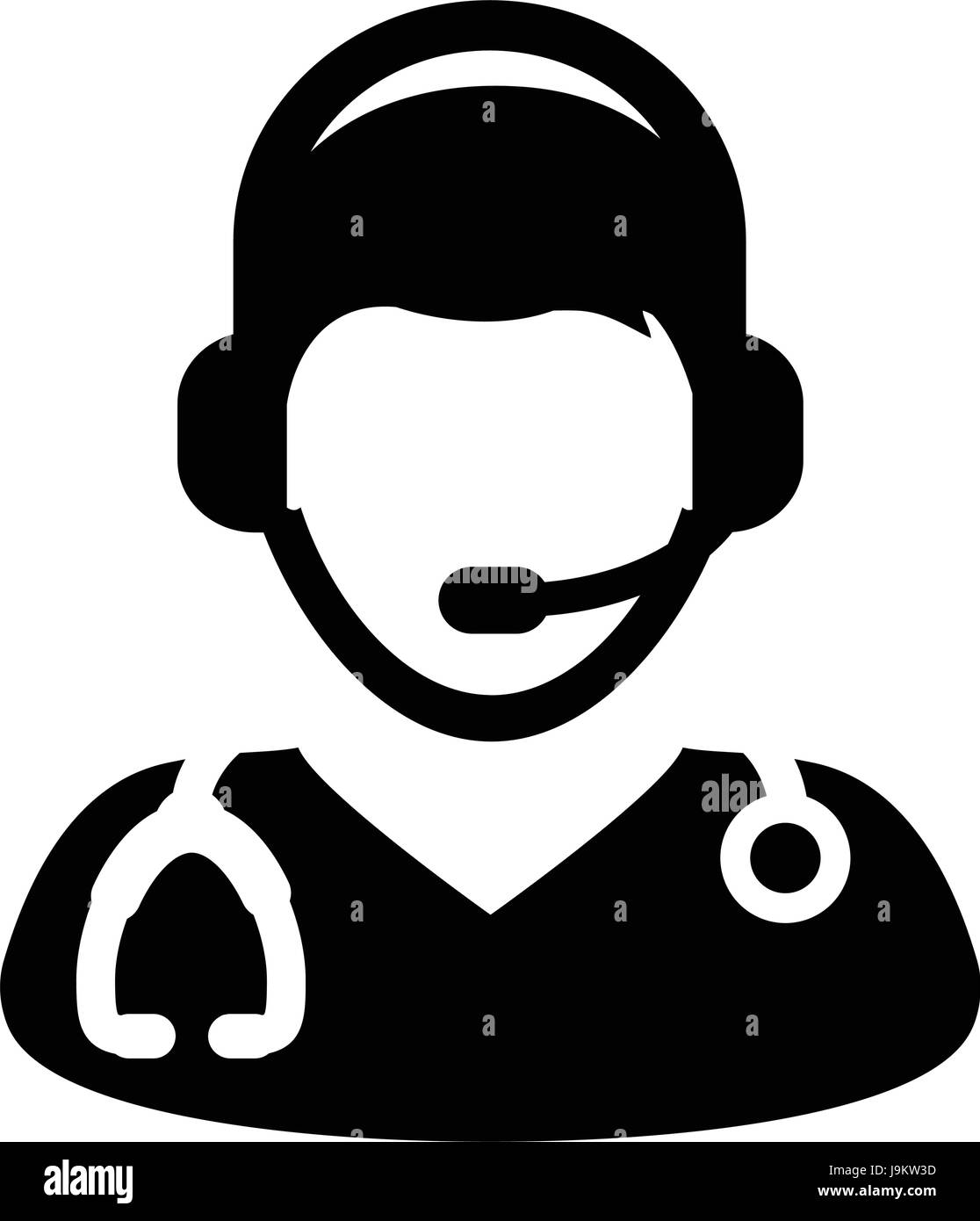Doctor Icon Symbol With Online Support Wearing Headphone For Contacting ...