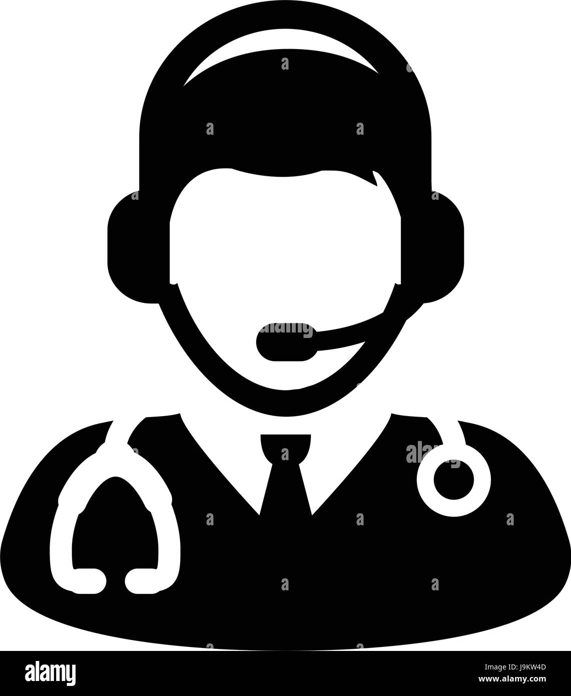 Doctor Icon Symbol With Online Support Wearing Headphone For Contacting ...