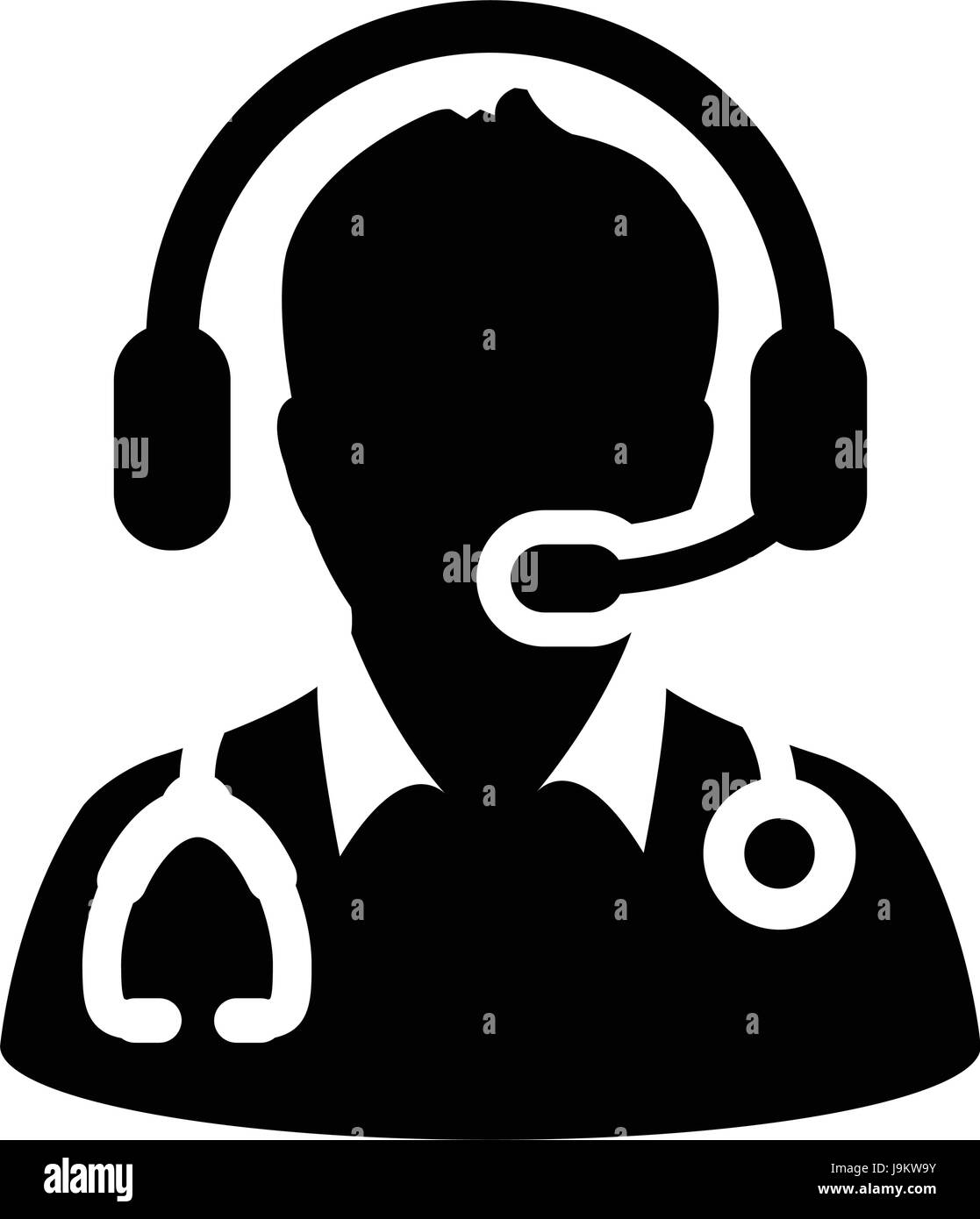 Doctor Icon Symbol With Online Support Wearing Headphone For Contacting ...