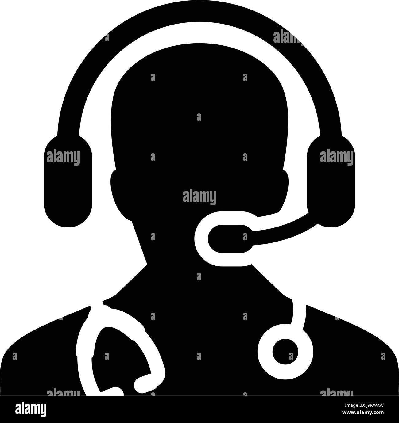 Doctor Icon Symbol With Online Support Wearing Headphone For Contacting ...
