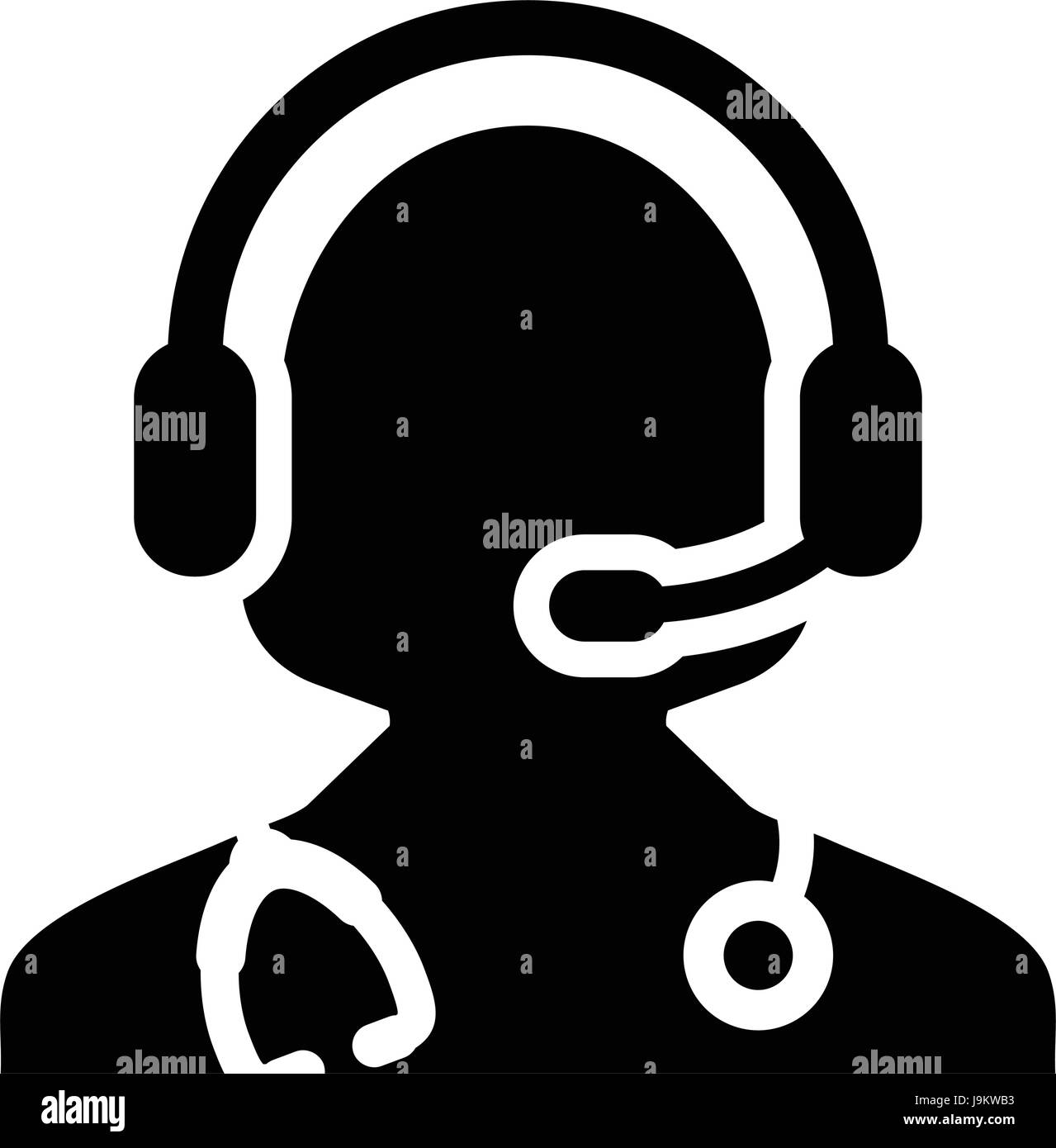 Woman Doctor Icon Symbol With Online Support Wearing Headphone For ...