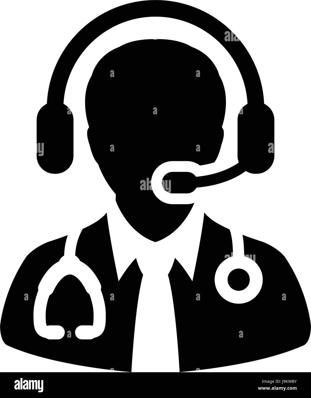 Doctor Icon Symbol With Online Support Wearing Headphone For Contacting ...