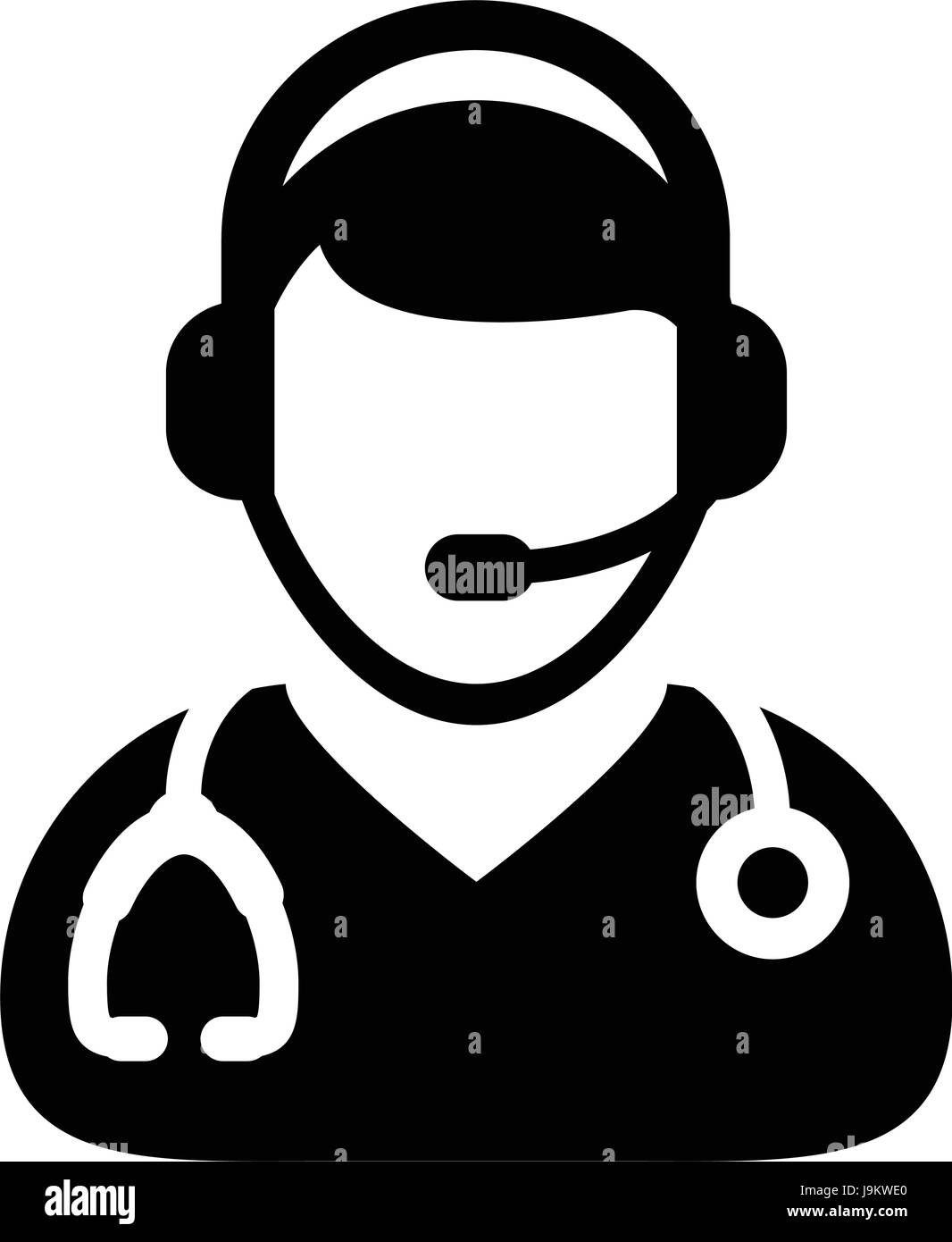 Doctor Icon Symbol With Online Support Wearing Headphone For Contacting ...