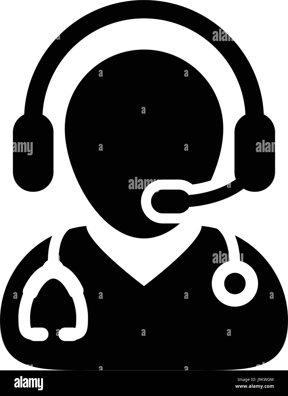 Doctor Icon Symbol With Online Support Wearing Headphone For Contacting ...