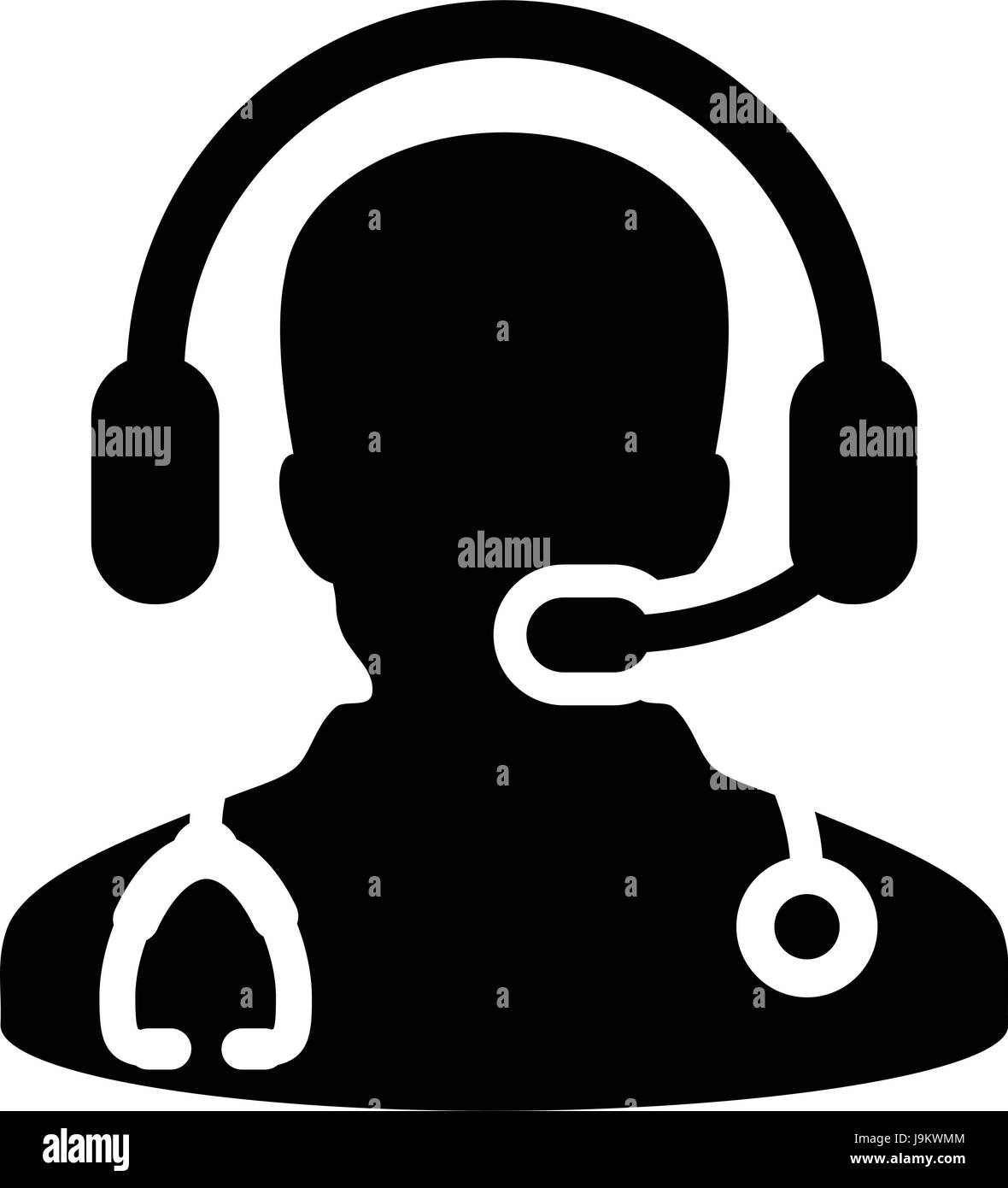 Doctor Icon Symbol With Online Support Wearing Headphone For Contacting ...