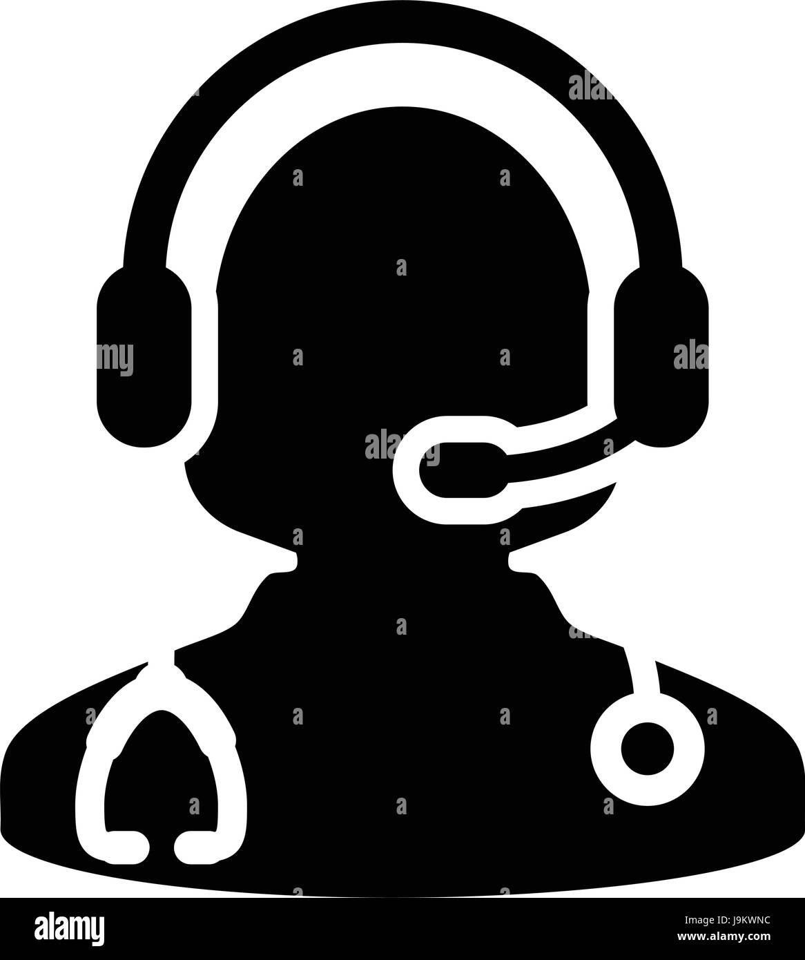 Woman Doctor Icon Symbol With Online Support Wearing Headphone For ...