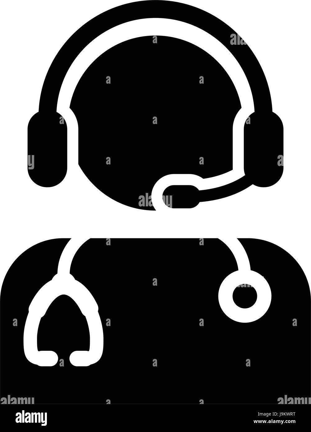 Doctor Icon Symbol With Online Support Wearing Headphone For Contacting ...
