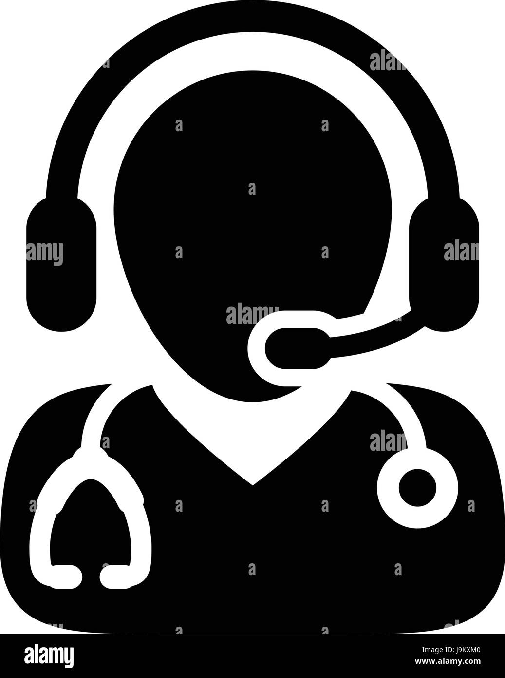 Doctor Icon Symbol With Online Support Wearing Headphone For Contacting ...