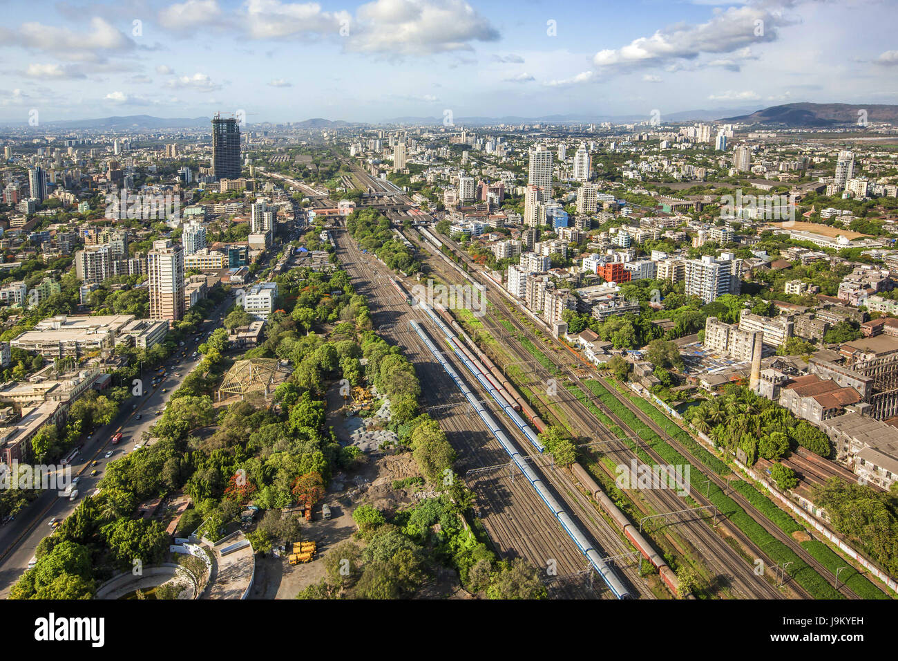 Aerial view, buildings, railway tracks, Dadar, Bombay, Mumbai ...