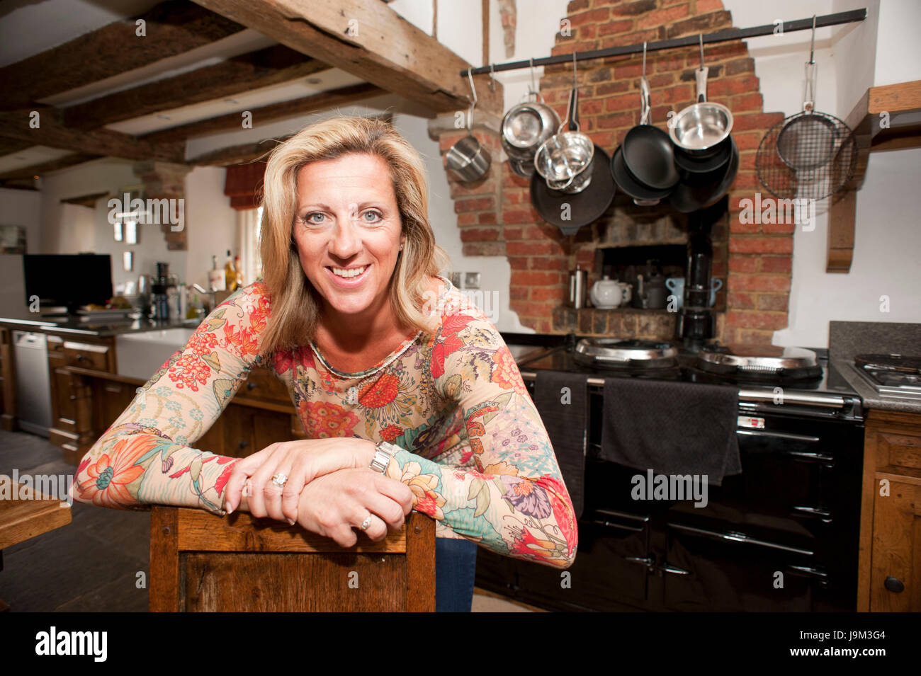 Olympic hurdler Sally Gunnell OBE, at home in Steyning, West Sussex ...